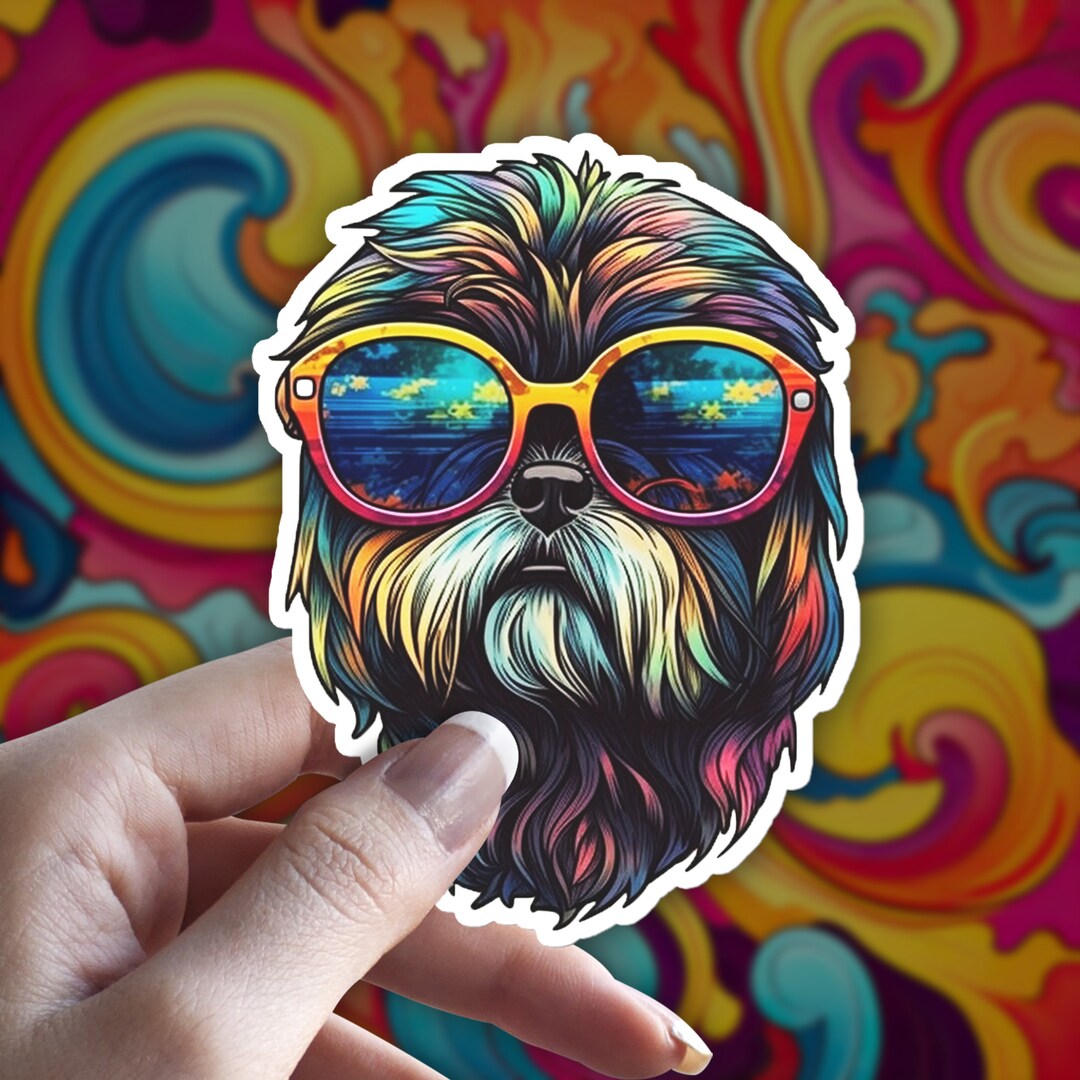 Shih Tzu Trippy Sticker, Shih Tzu Groovy Dog Sticker/ Decal ...