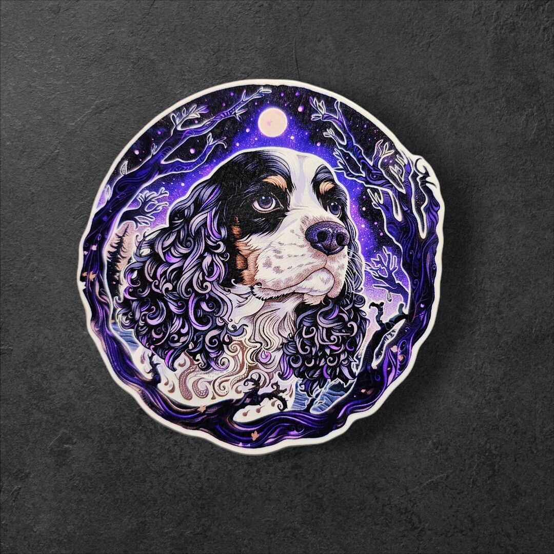 Tri Color Cocker Spaniel Familiar Sticker, Cocker Spaniel Dog Sticker ...