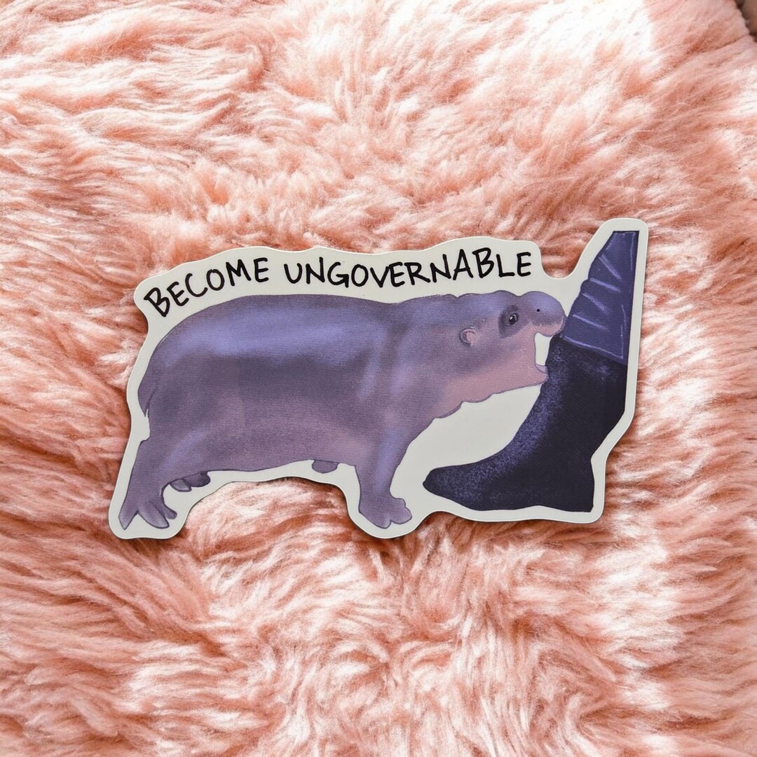 Cute Baby Hippo Vinyl Sticker | Hippo Moo Deng | Funny Hippo Become ...