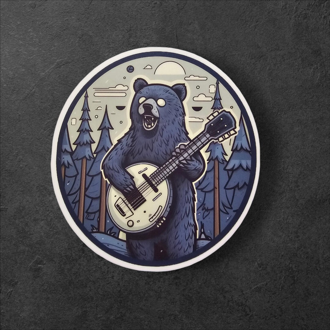 Black Bear Banjo Sticker: Appalachian Folk Art Decal - Etsy