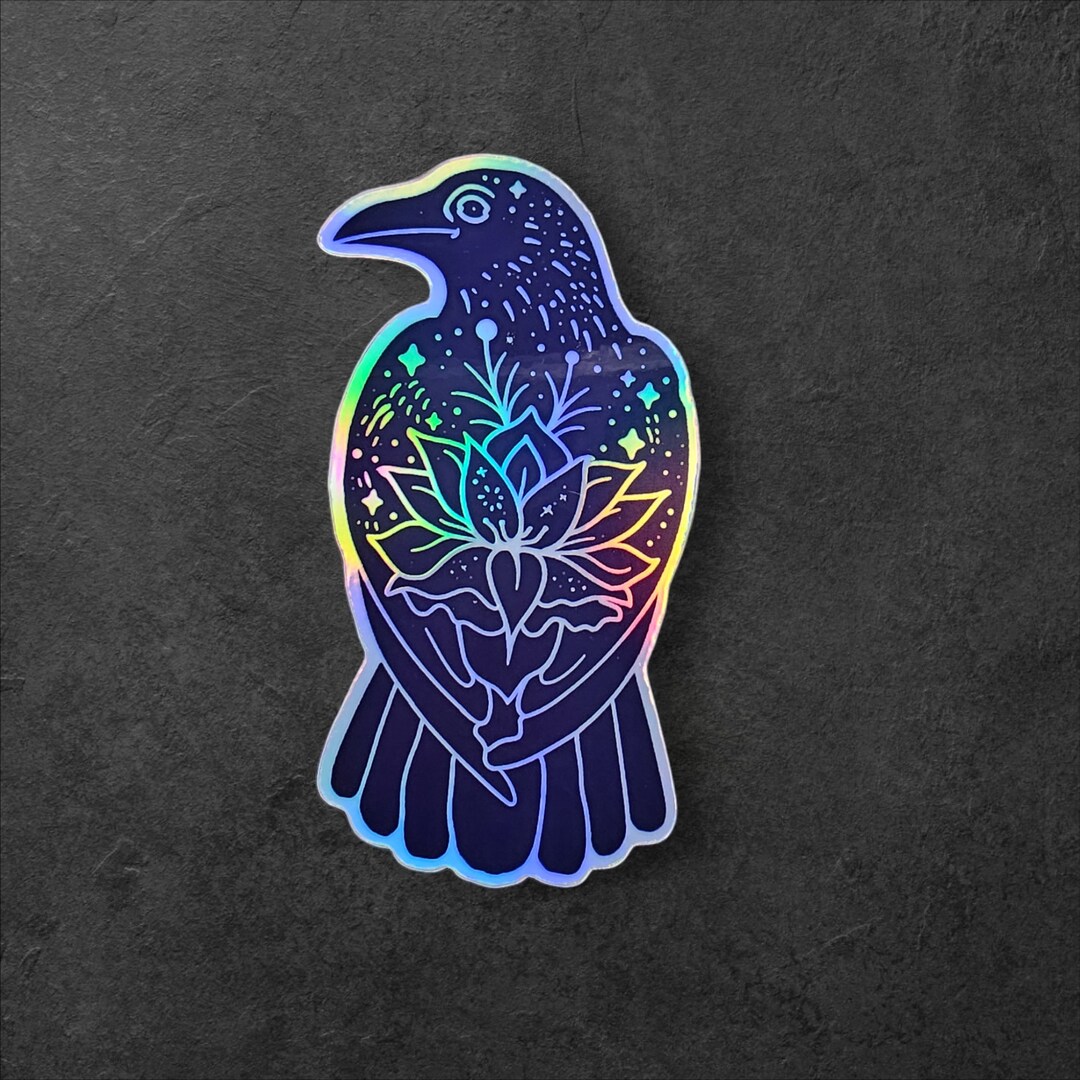Mystical Raven/crow Sticker, Witchy Vibes, Trippy Stickers, Black Crow ...