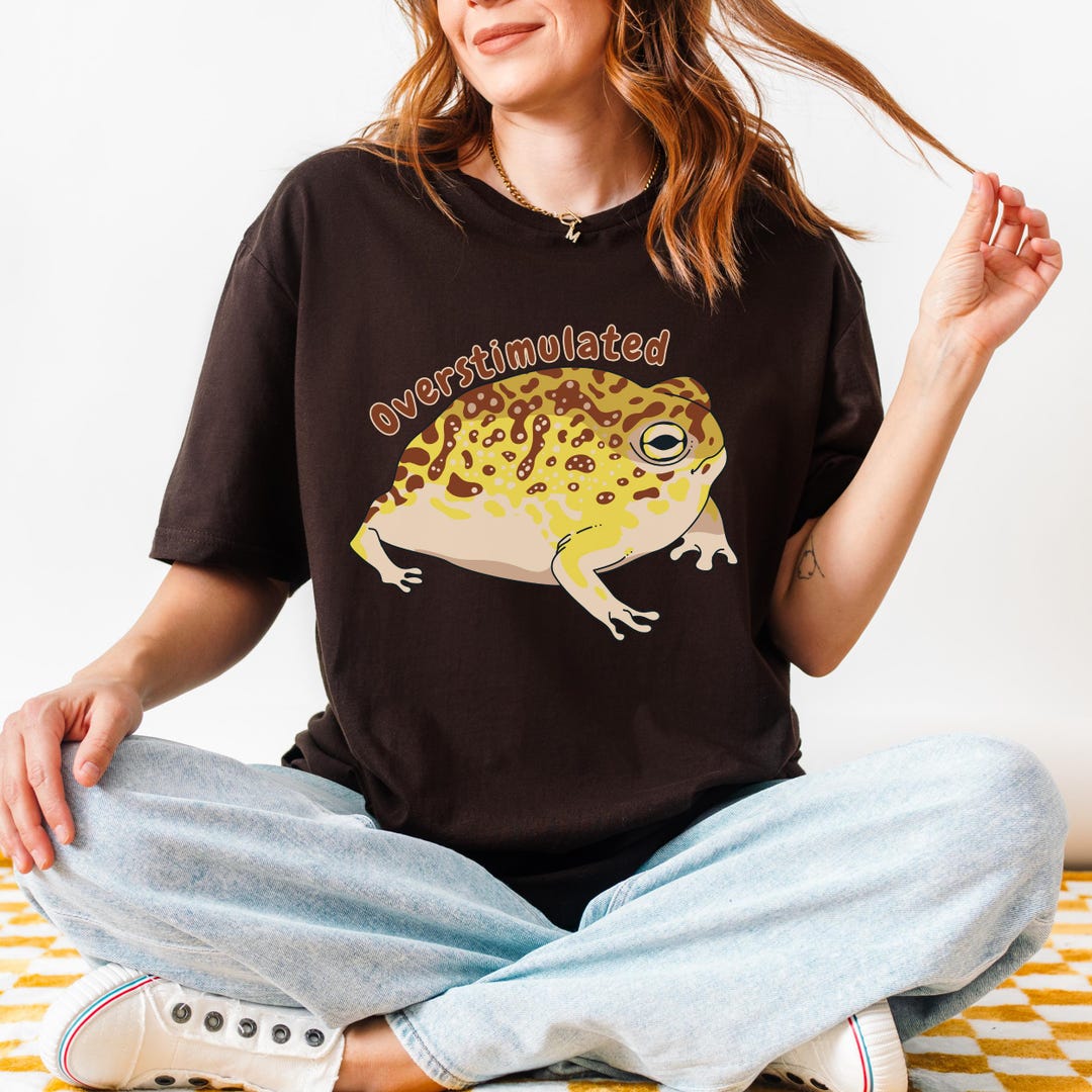 Overstimulated Frog T-shirt: Anxious Meme Graphic Tee, Weirdcore Gen Z ...