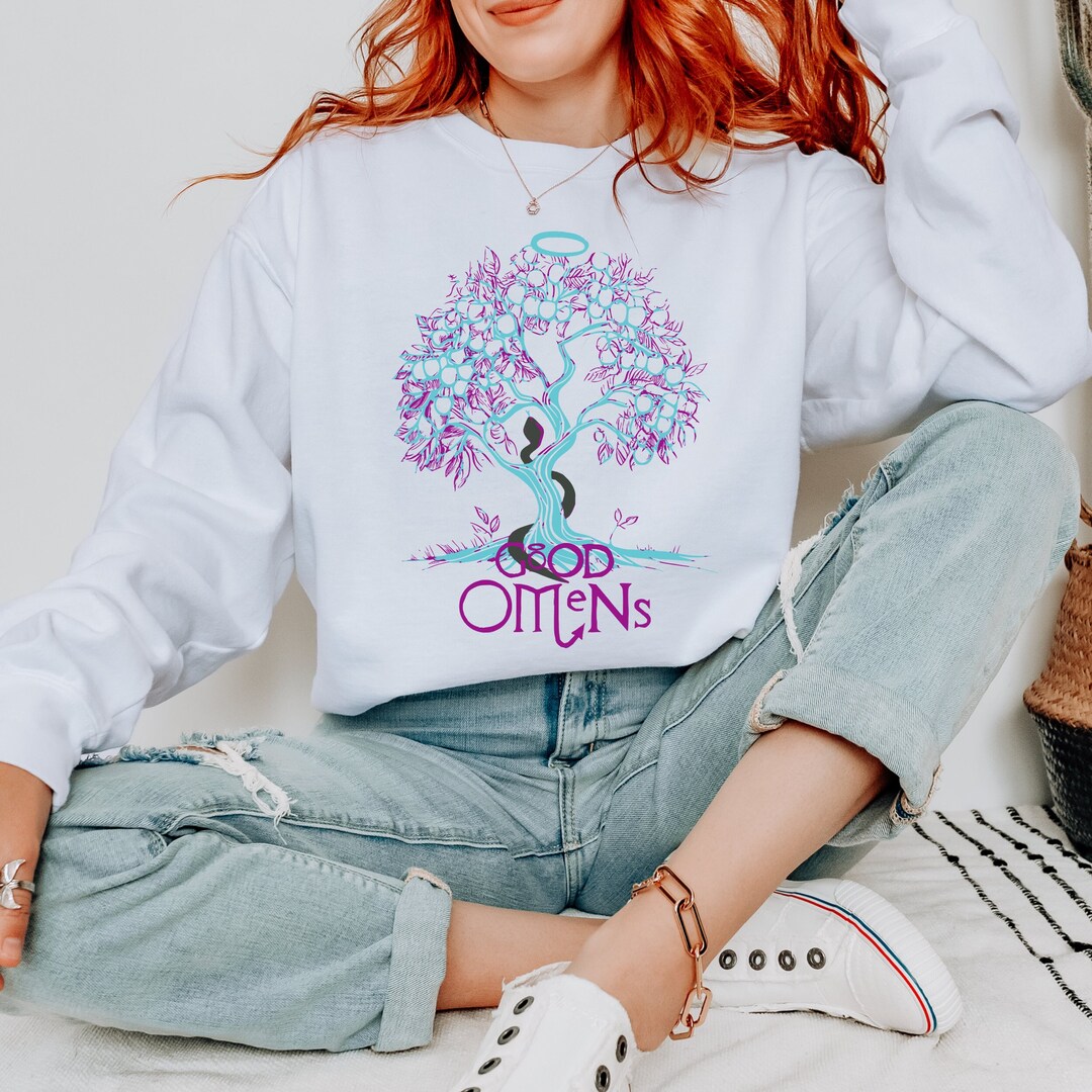 Good Omens Sweatshirt: Tree of Knowledge, Aziraphale & Crowley ...