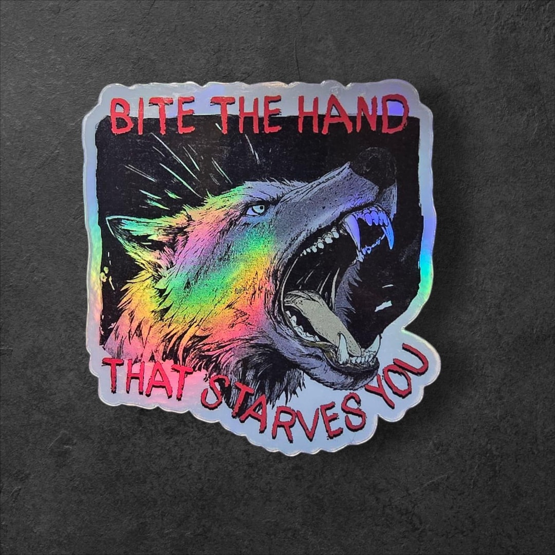 Leftist Wolf Vinyl Sticker: Bite the Hand, Political Activism - Etsy