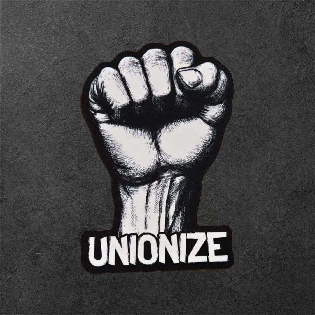 Unionize Fist Sticker – Pro Worker Vinyl Decal for Labor Rights ...