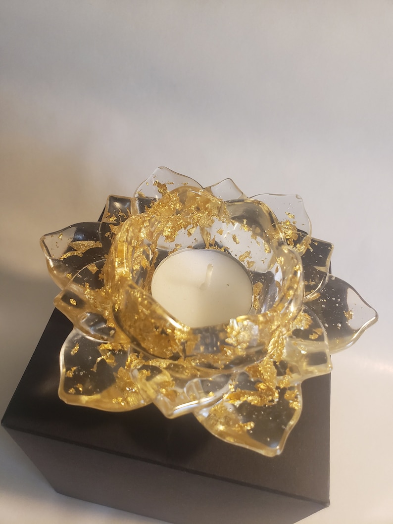 Handmade Resin Lotus Flower Tea Light Candle Holder - Etsy