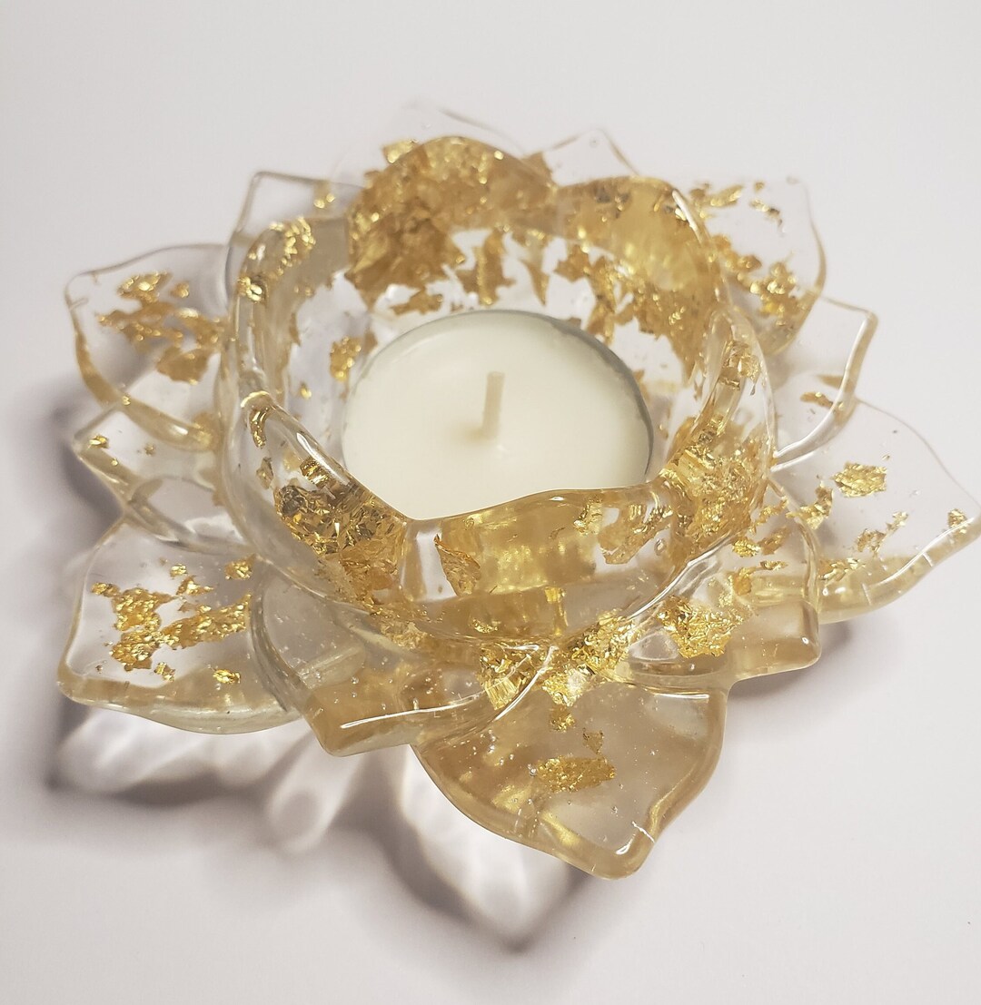 Handmade Resin Lotus Flower Tea Light Candle Holder - Etsy