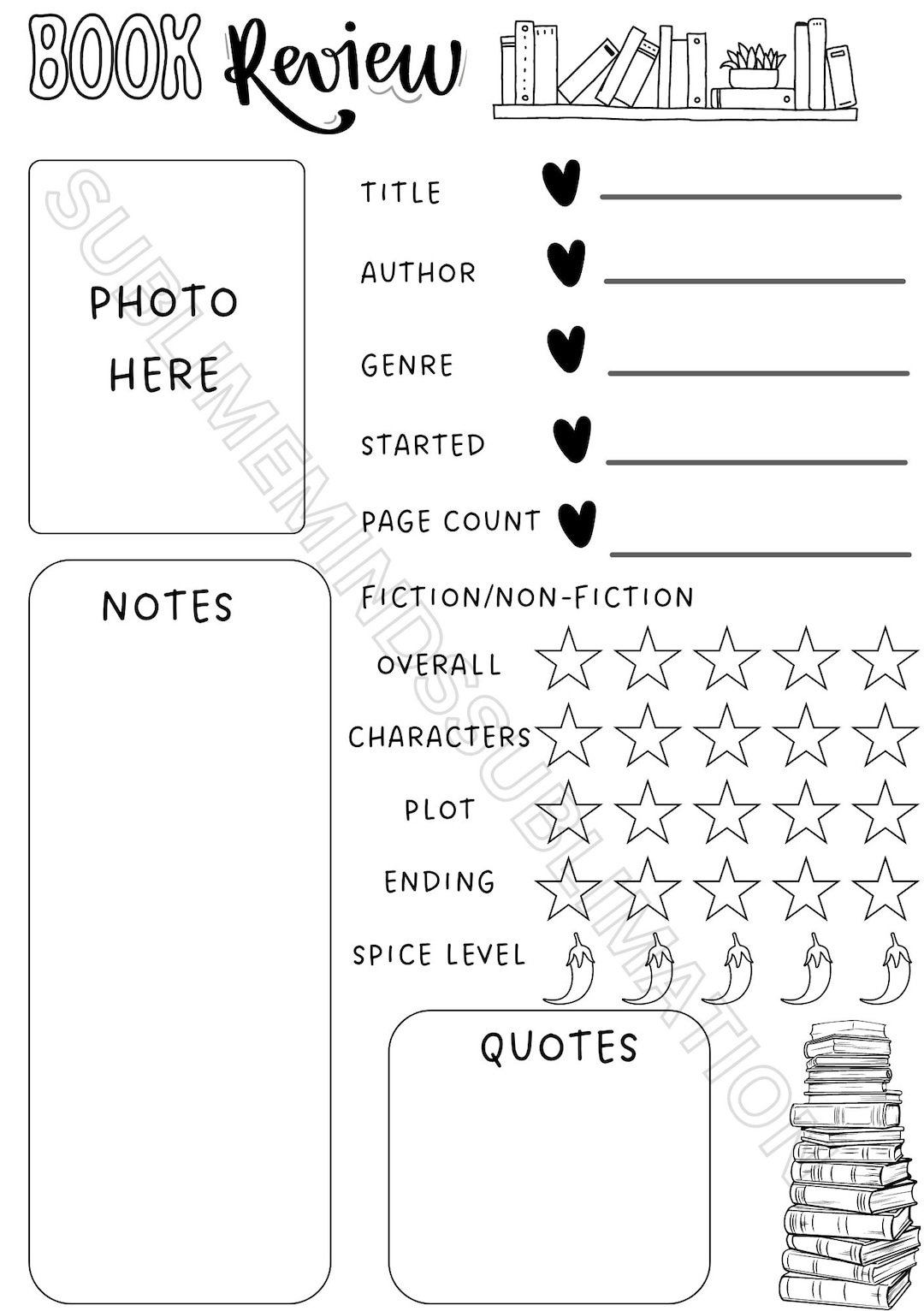 A5 Printable Book Review Tracker Instant Download PDF, Bookworms ...