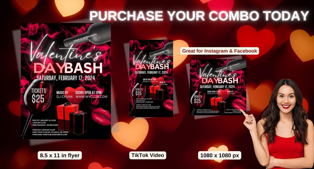 Editable Valentine's Day Flyer, Date Night Flyer, Love, Canva Template ...