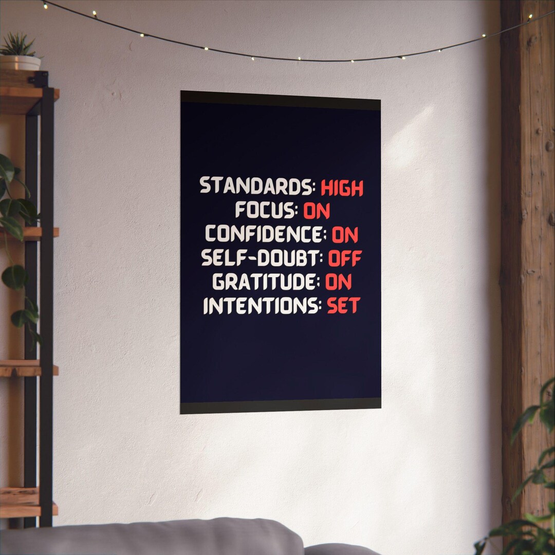 Motivational Vertical Poster - High Standards, Focus, Confidence - Home ...
