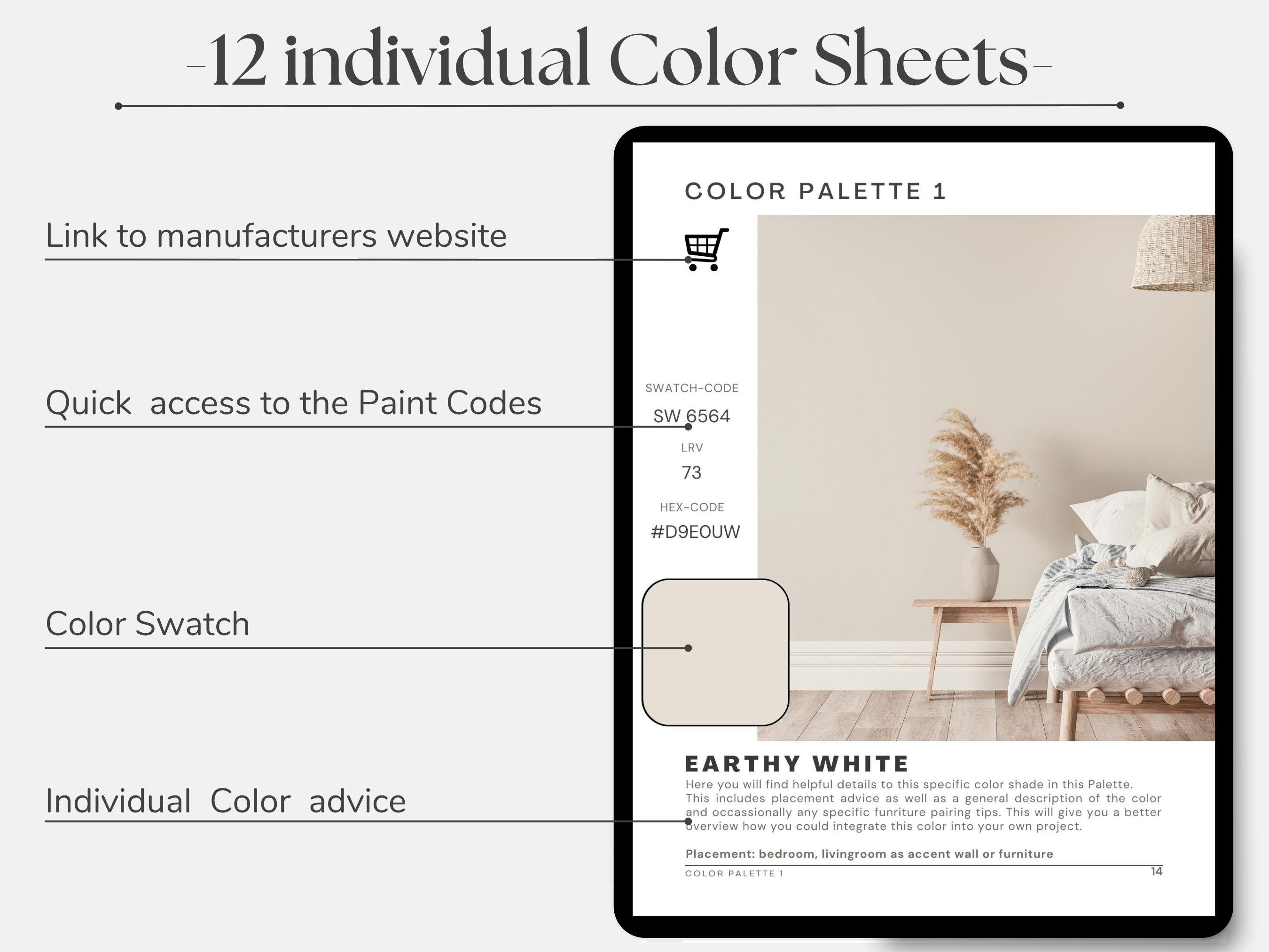 Paleta de colores Sherwin-Williams minimalista blanca, 12 tonos de ...