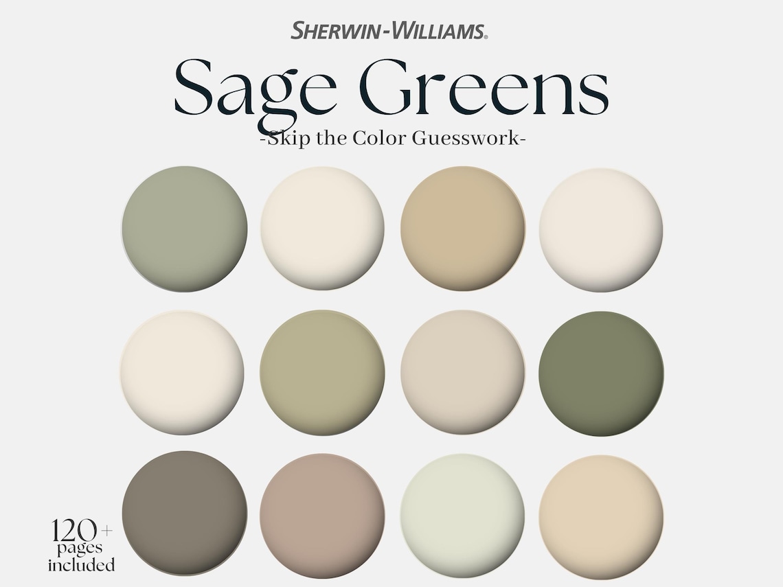 Sherwin-williams Sage Green Color Palette 12 Sherwin Williams - Etsy