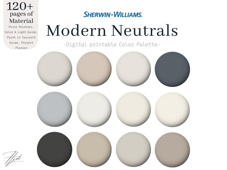 Sherwin-williams Color Paint Palette: Modern Neutrals Homely - Etsy