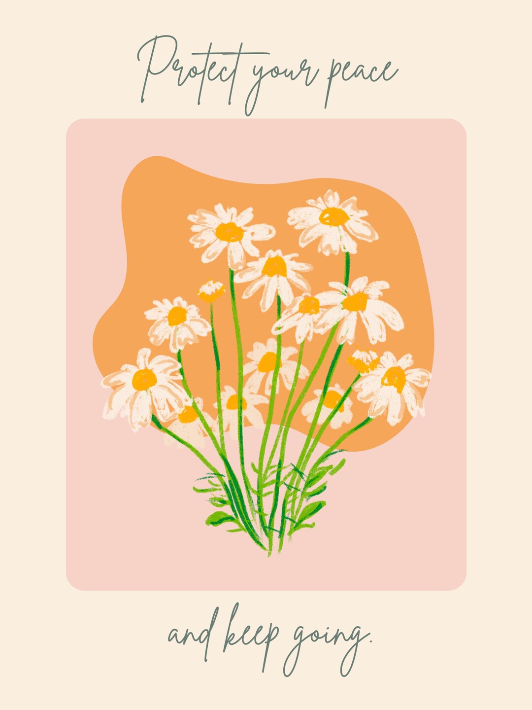 Protect Your Peace and Keep Going Poster Floral Mental Health Wall Art ...