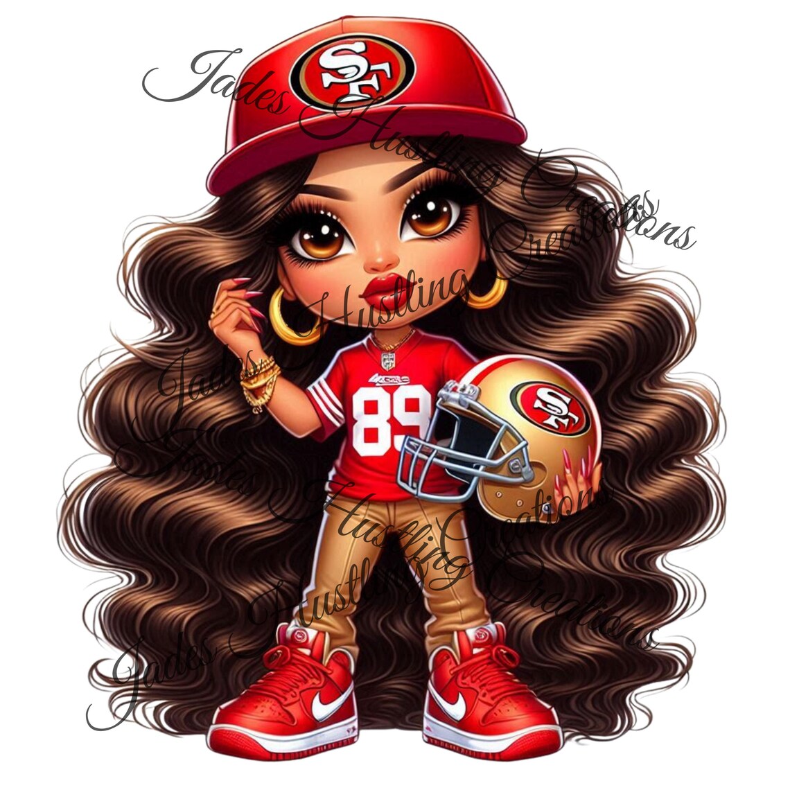 Chicana Cartoon in 49ers Jersey - Etsy