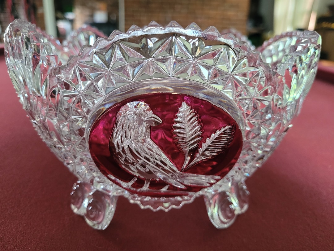 Vintage Hofbauer Ruby Byrdes Collection 8 Inch Cut to Clear Crystal ...