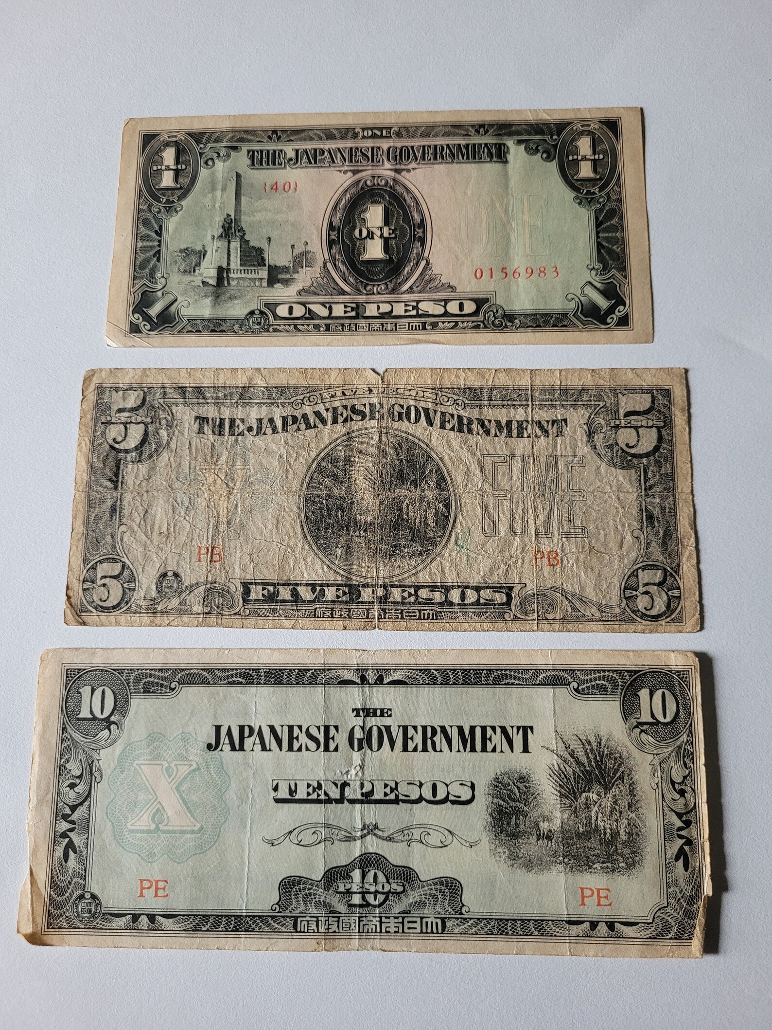 Ww2 Japanese Government Pesos, 1,5,10 Available. Historical Currency ...