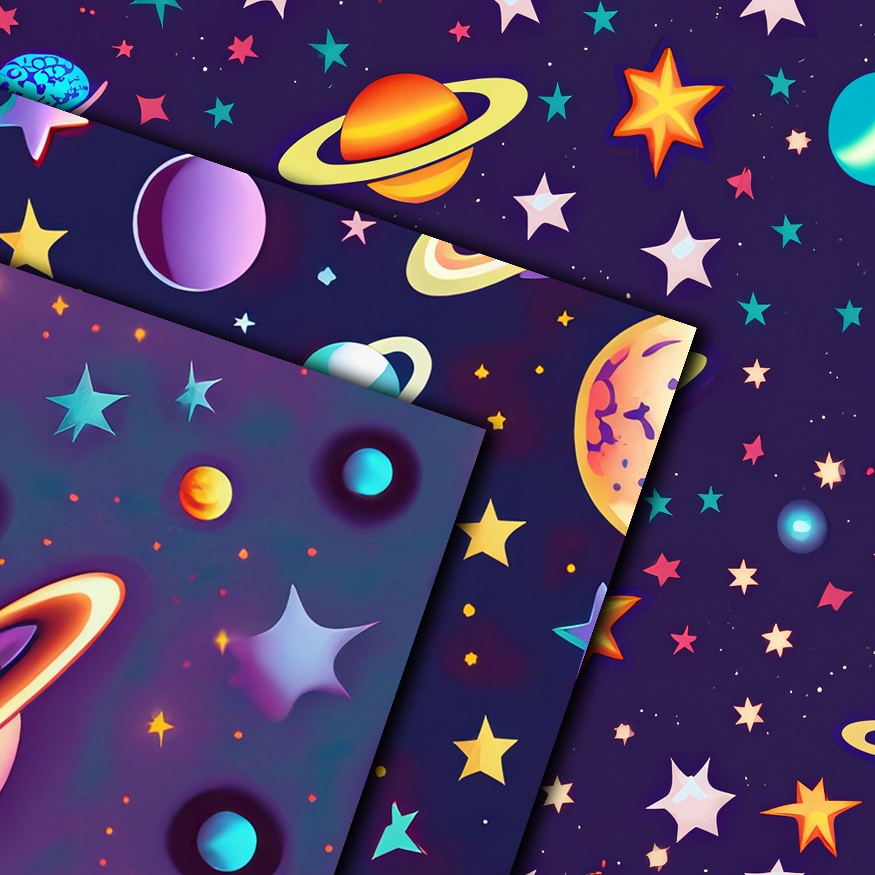 Fun Space Digital Paper - SEAMLESS - Outer Space Patterns - Cute Outer ...