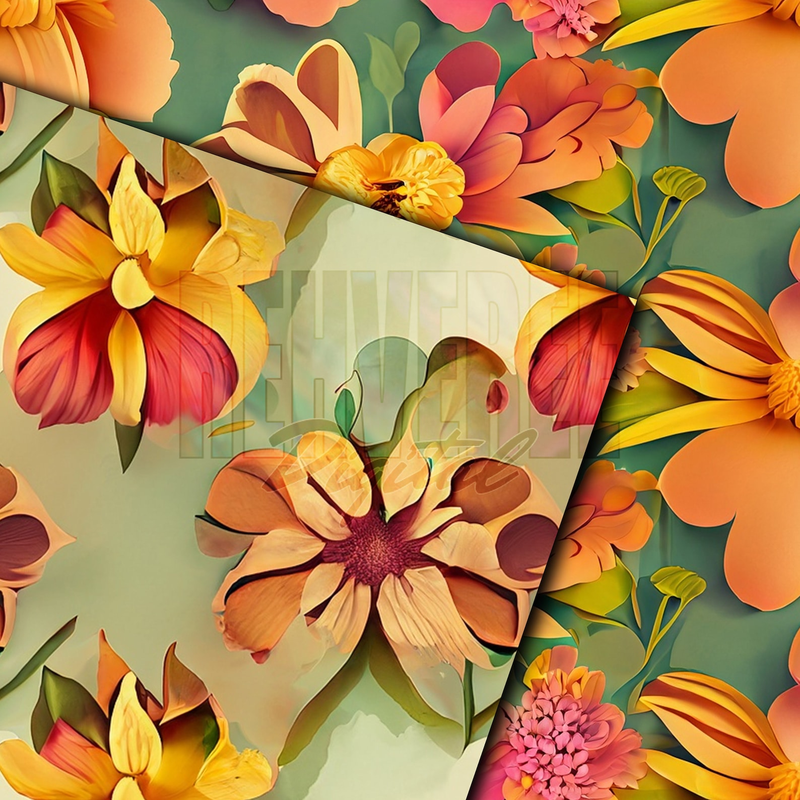 Spring Flowers Digital Paper - SEAMLESS - Spring Flower Patterns - 10 ...
