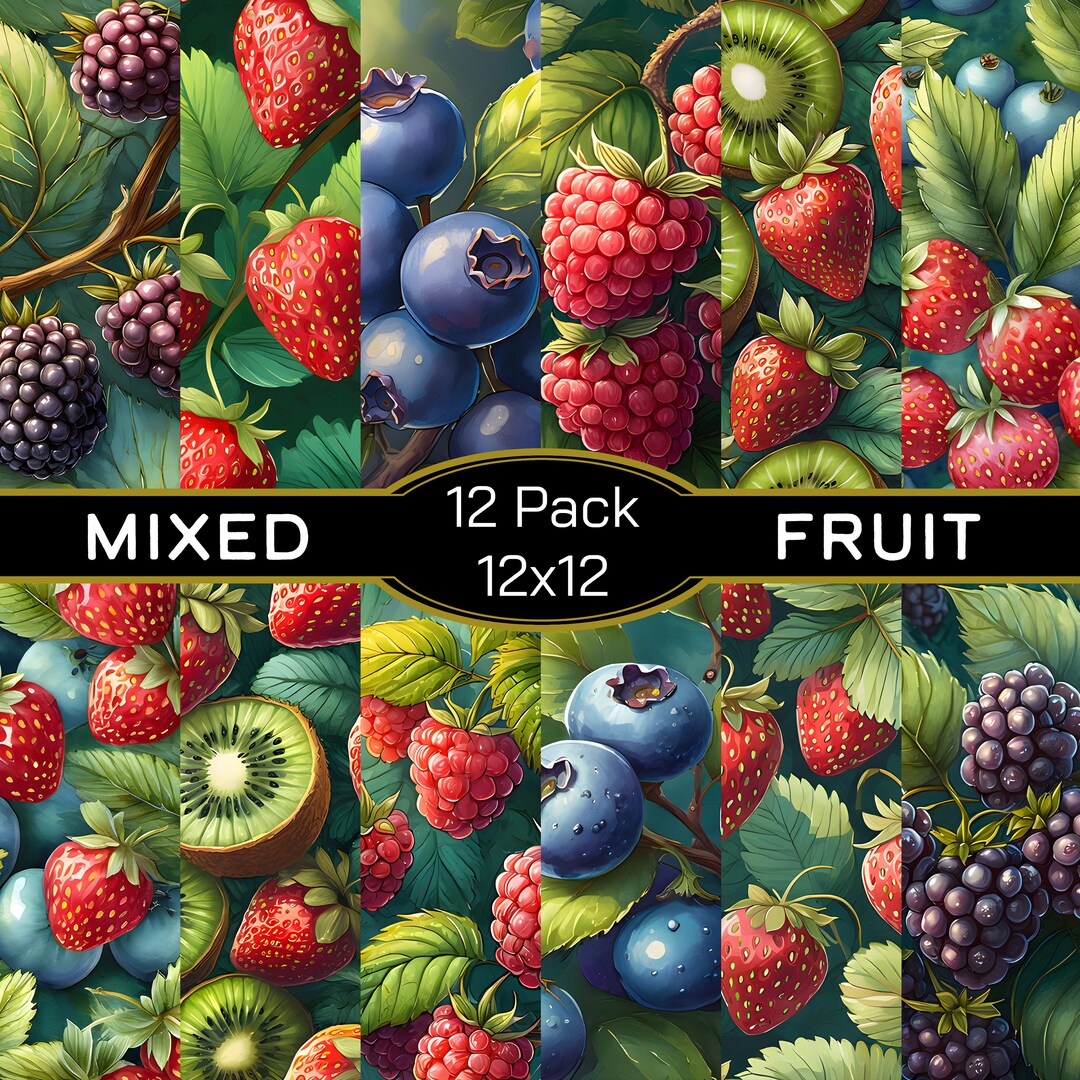 Mixed Fruit Digital Paper - SEAMLESS - Fruit Patterns - Mixed Fruit ...