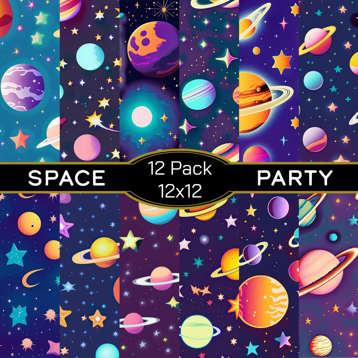 Fun Space Digital Paper - SEAMLESS - Outer Space Patterns - Cute Outer ...