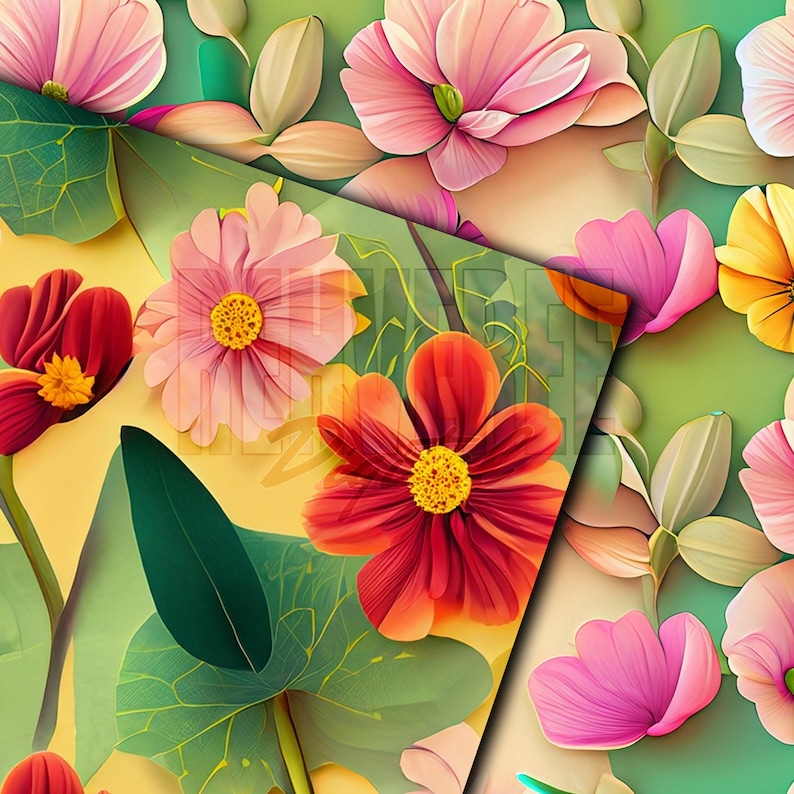 Spring Flowers Digital Paper - SEAMLESS - Spring Flower Patterns - 10 ...
