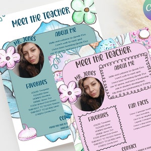 Colorful Meet the Teacher Editable Canva Template, Doodle Classroom ...