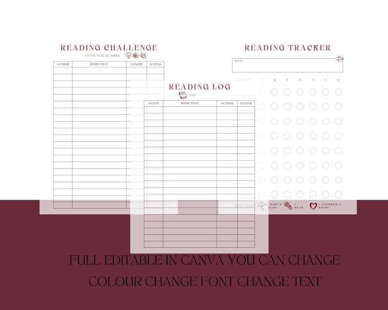 Printable Book Review Template, Book Reader Inserts, Book Worm, Avid ...