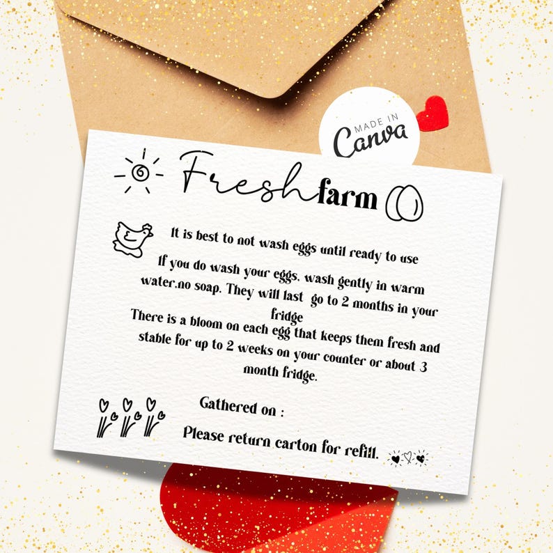 Editable Egg Handling Instructions Sticker Template, Printable Fresh ...