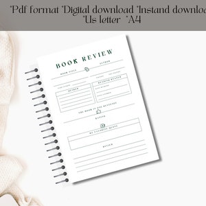 Book Review Template, Simple Book Review Printable, A4 A5 Letter Half ...