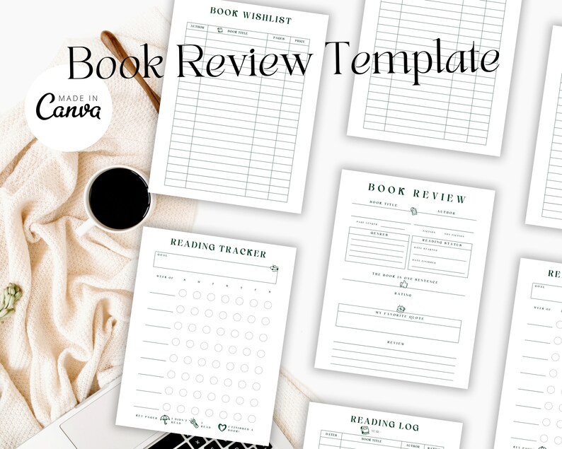 Book Review Template, Simple Book Review Printable, A4 A5 Letter Half ...