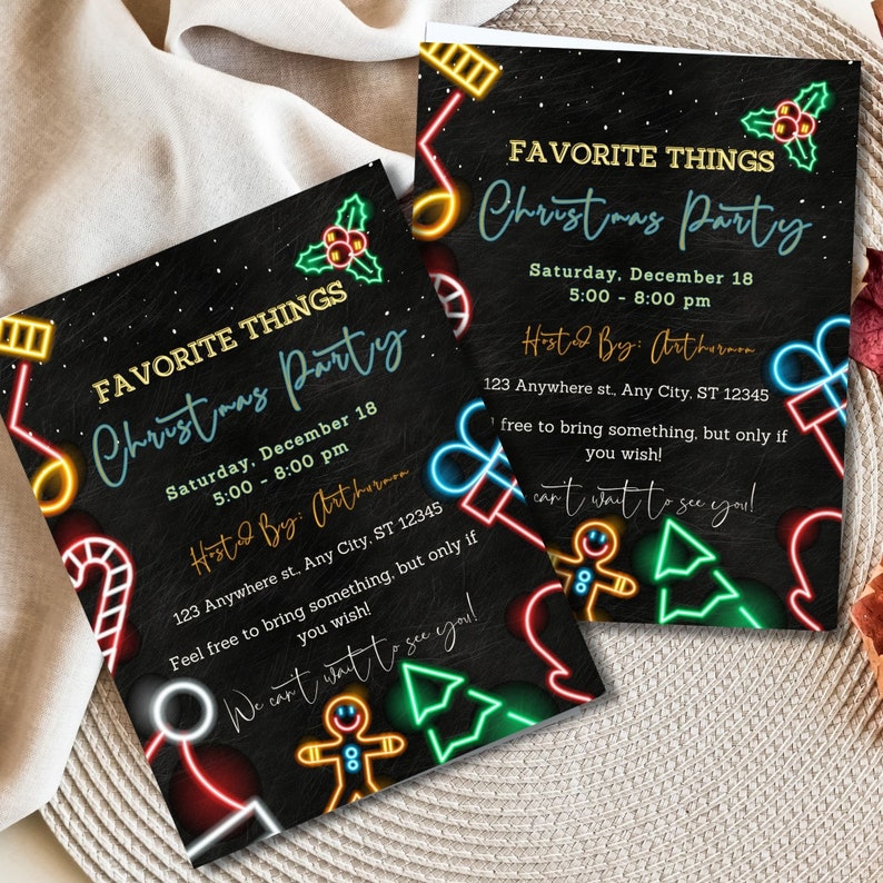 Editable Favorite Things Christmas Party Invitation Template,christmas ...