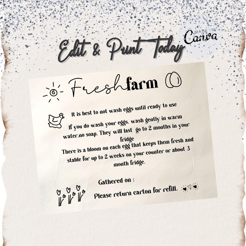 Editable Egg Handling Instructions Sticker Template, Printable Fresh ...