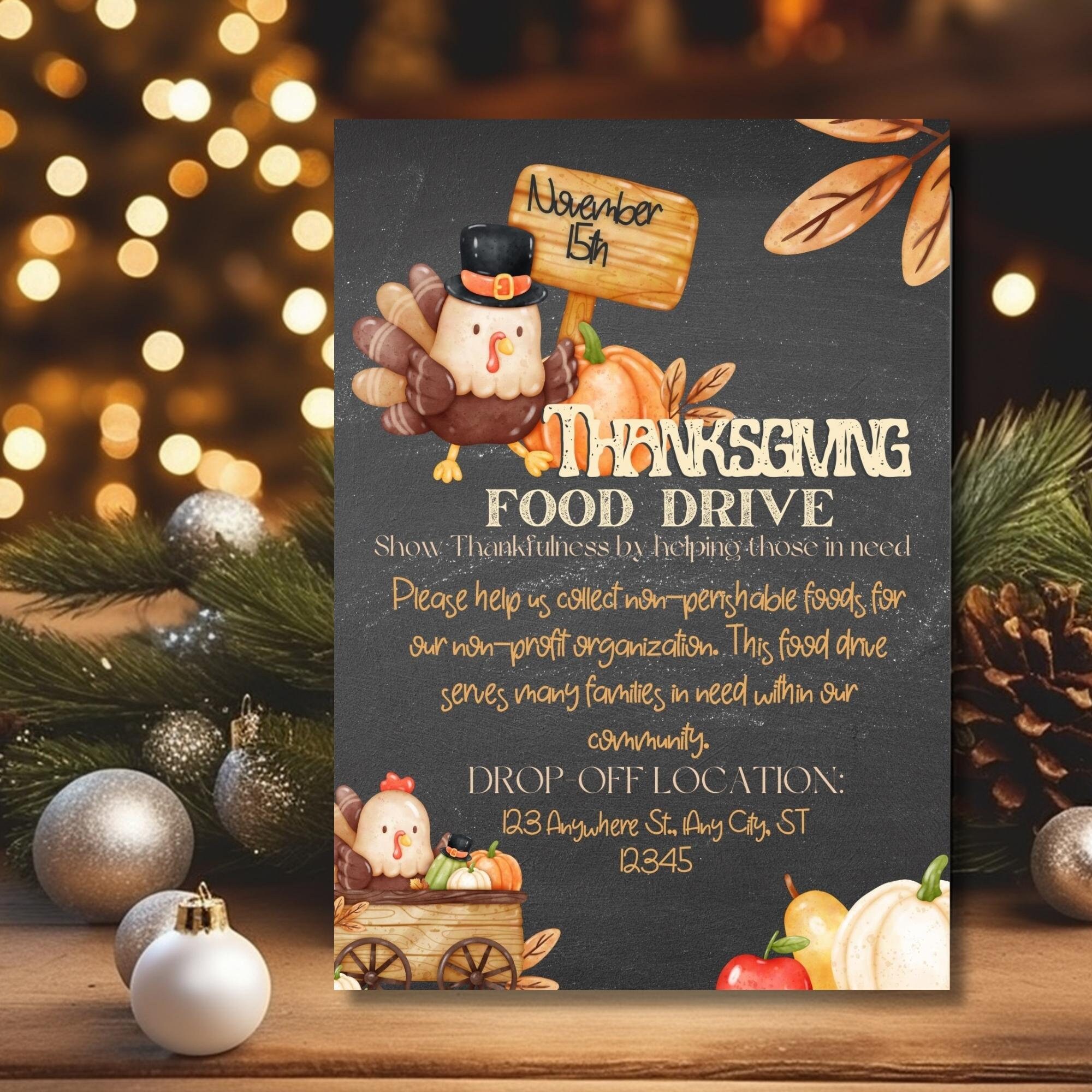 EDITABLE Thanksgiving Food Drive Flyer, Food Drive Flyer, Community ...
