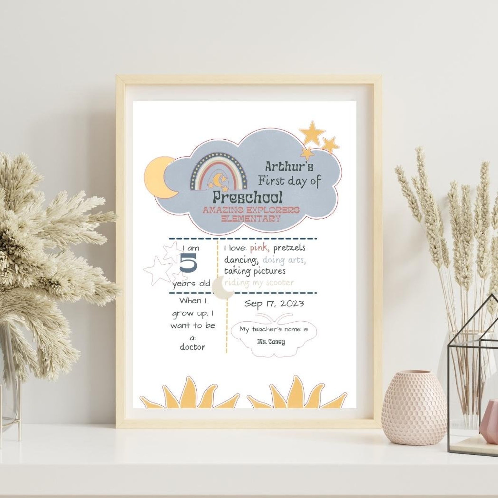 BOHO First Day of School Sign, Printable Back to School Sign, First Day ...