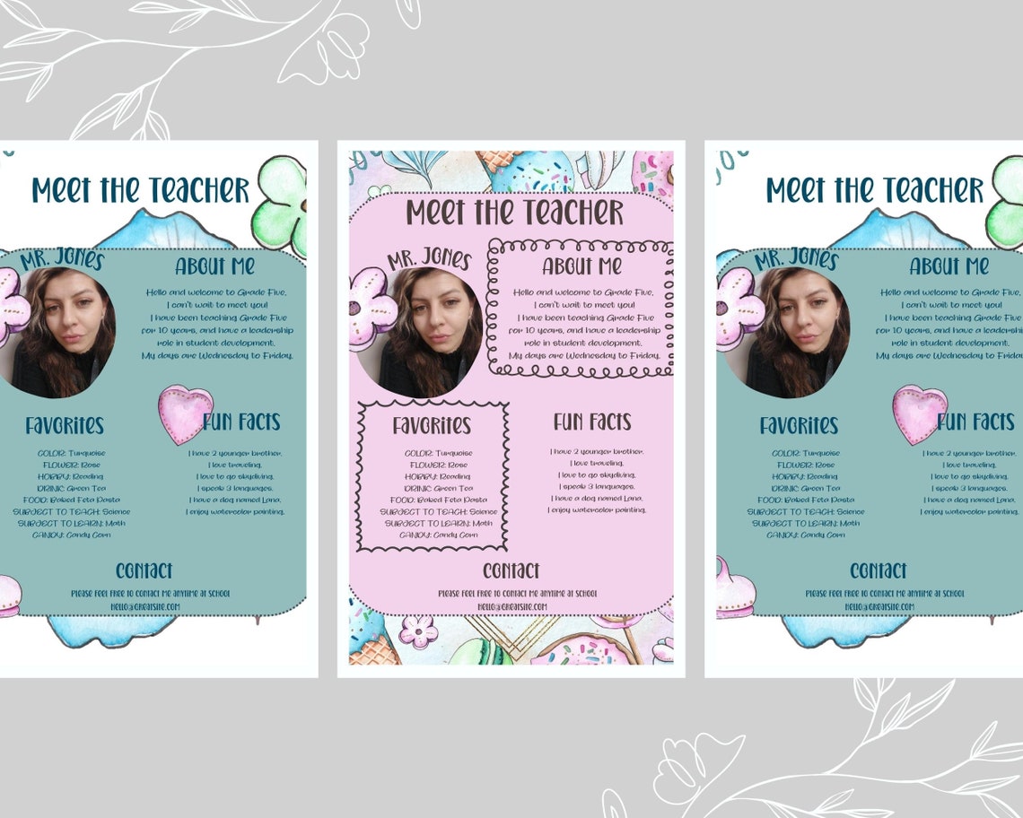 Colorful Meet the Teacher Editable Canva Template, Doodle Classroom ...