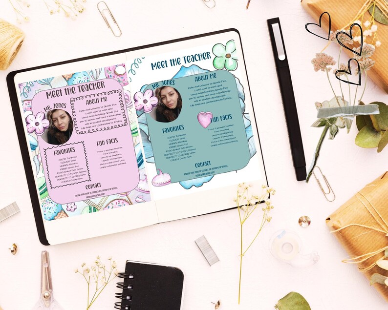 Colorful Meet the Teacher Editable Canva Template, Doodle Classroom ...