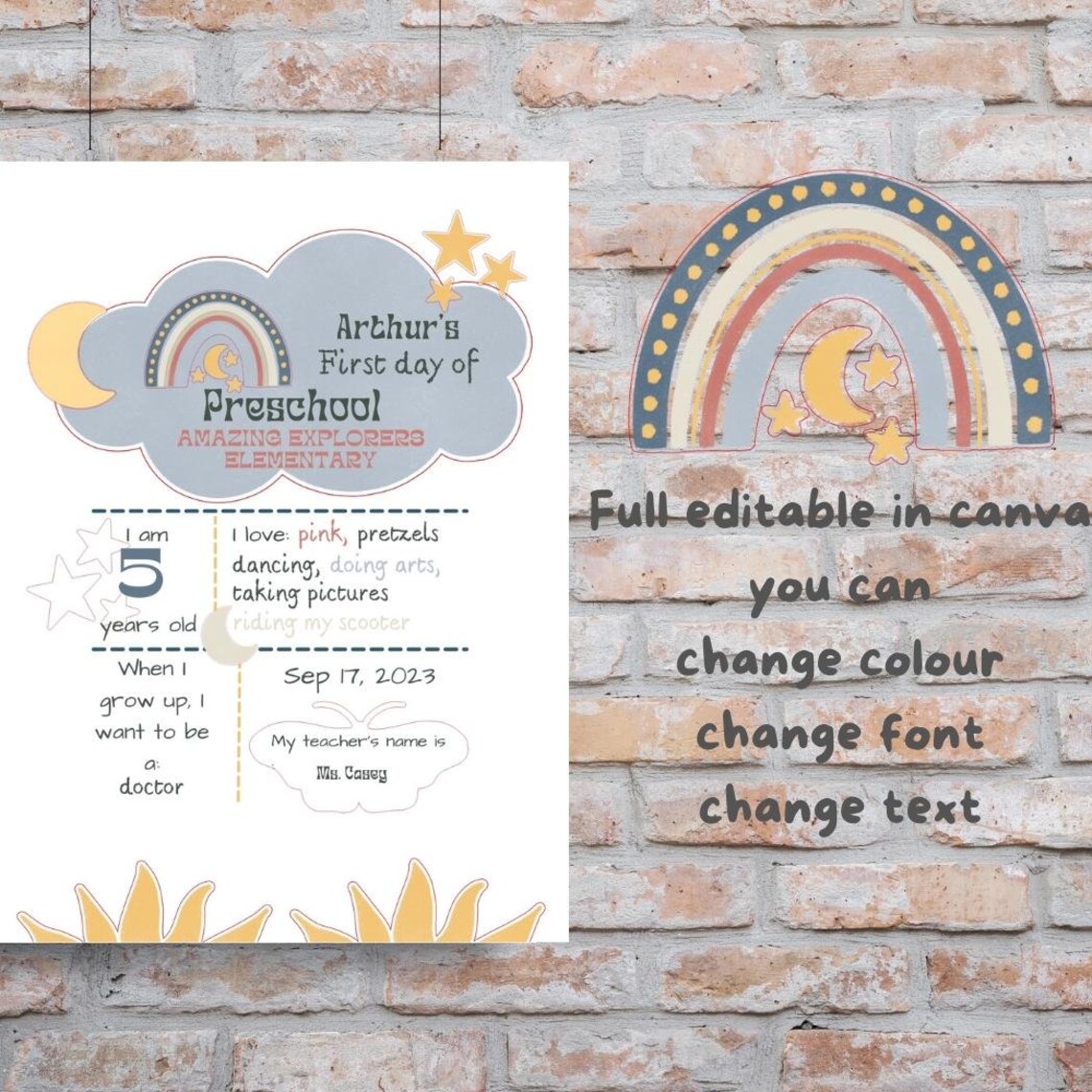 BOHO First Day of School Sign, Printable Back to School Sign, First Day ...