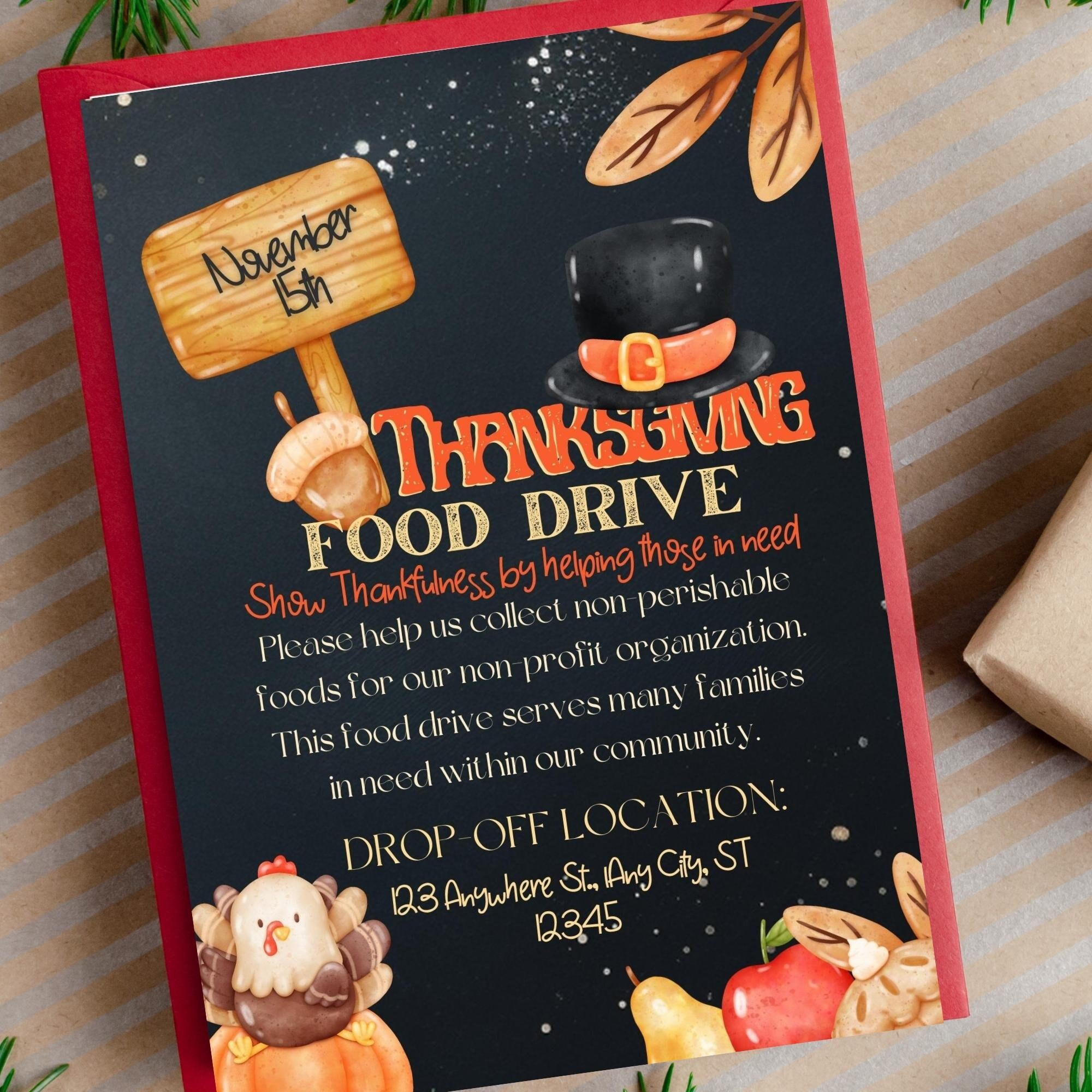 EDITABLE Thanksgiving Food Drive Flyer, Food Drive Flyer, Community ...