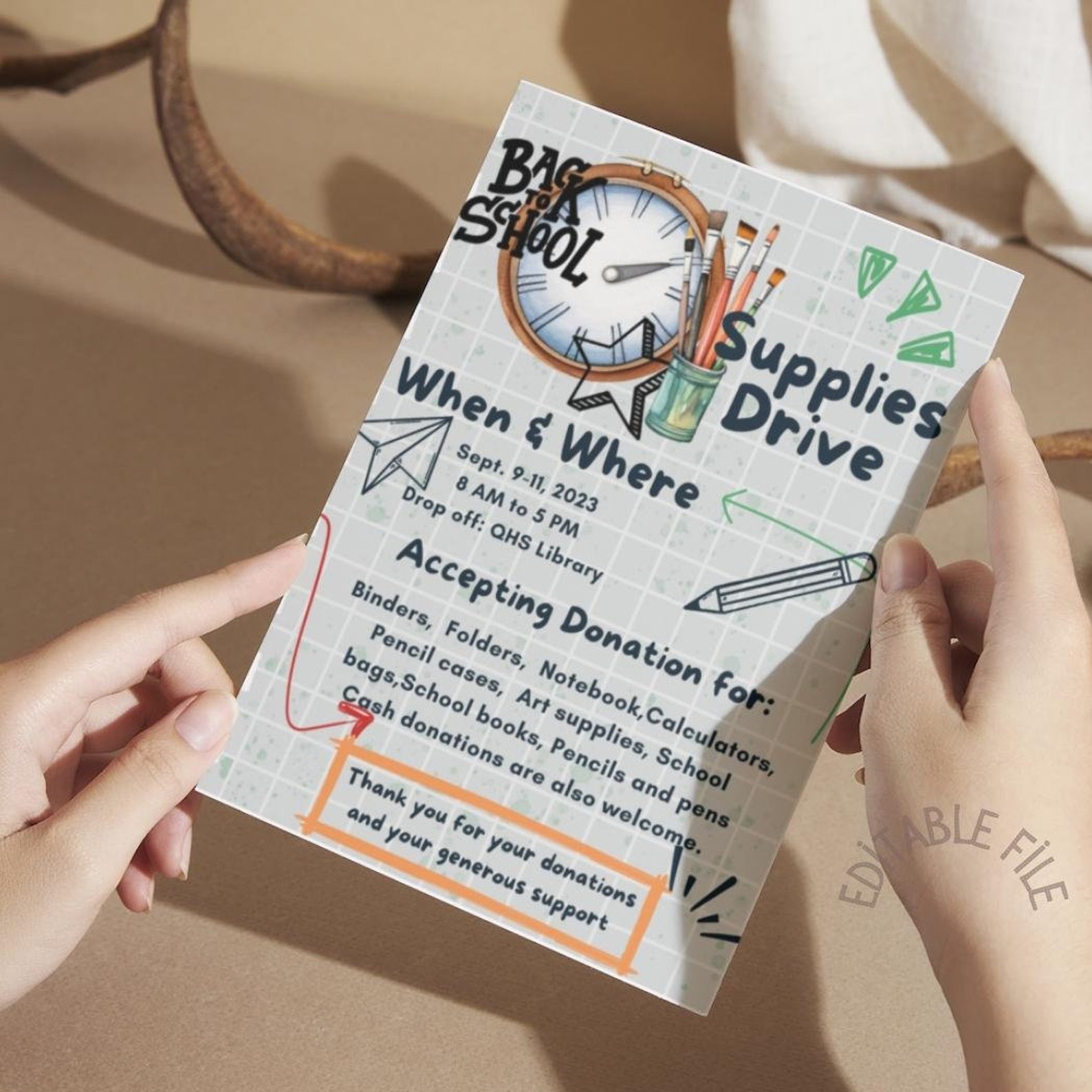 EDITABLE Back to School Supply Drive, Back to School Supply Drive ...