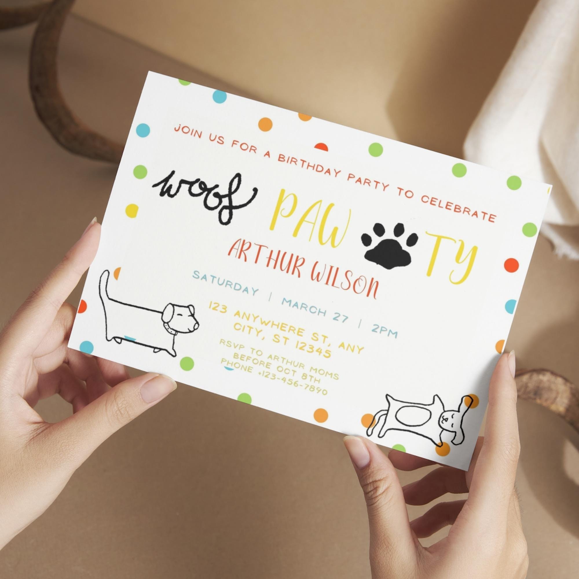 Dog Birthday Party Invitation, Puppy Pawty Invitation,dogs Theme ...