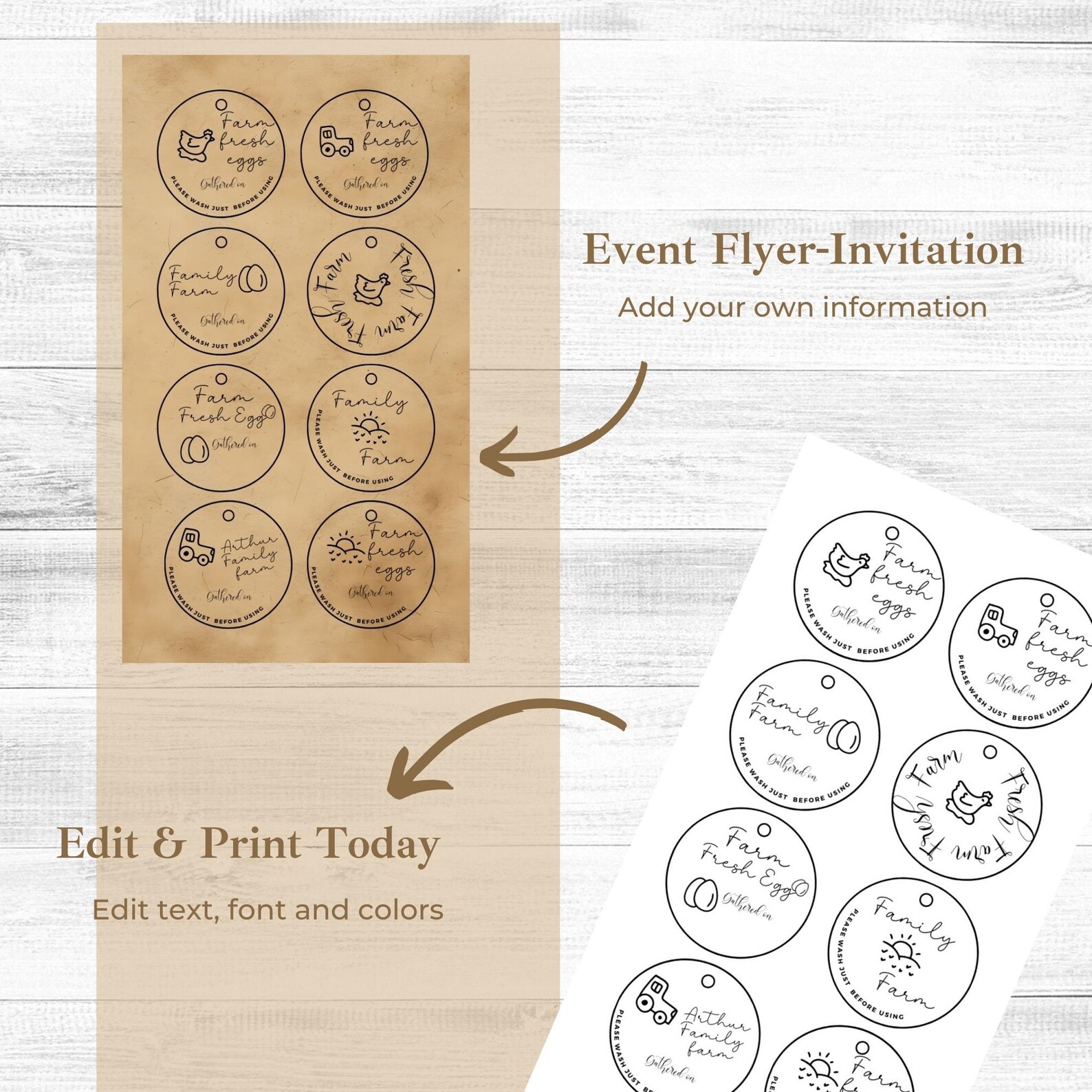 Editable Egg Handling Instructions Sticker Template, Printable Fresh ...