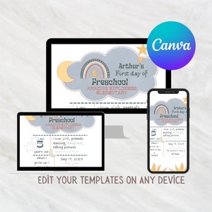 BOHO First Day of School Sign, Printable Back to School Sign, First Day ...