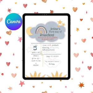 BOHO First Day of School Sign, Printable Back to School Sign, First Day ...