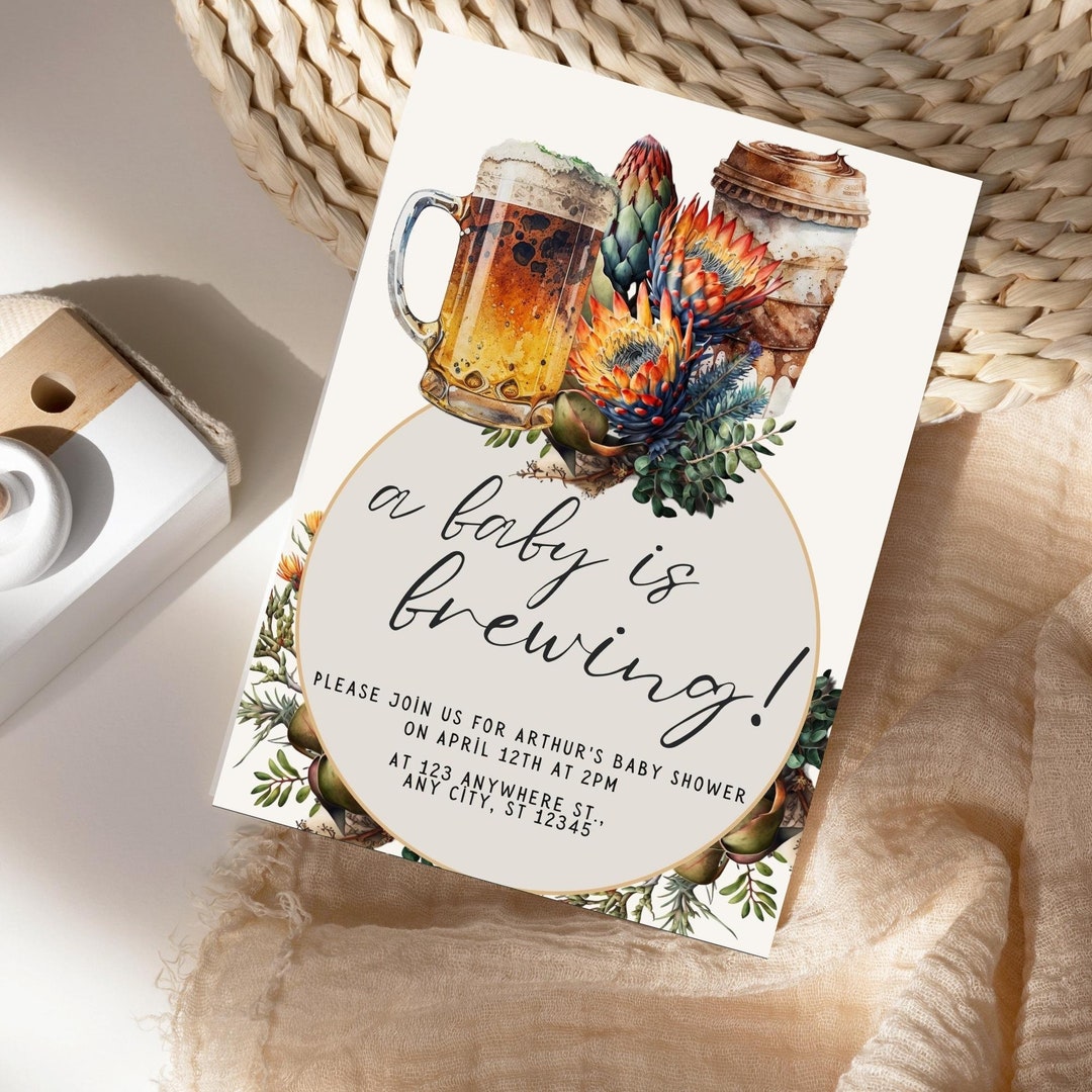 Baby is Brewing Gender Reveal Invitation Beer Gender Reveal - Etsy