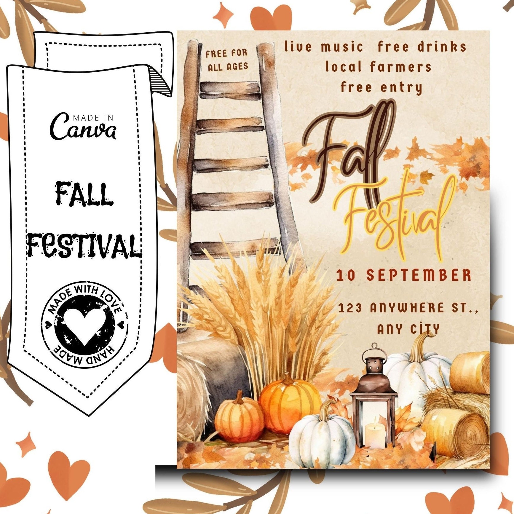 Editable Fall Festival, Digital Flyer for Pumpkin Patch Party, School ...