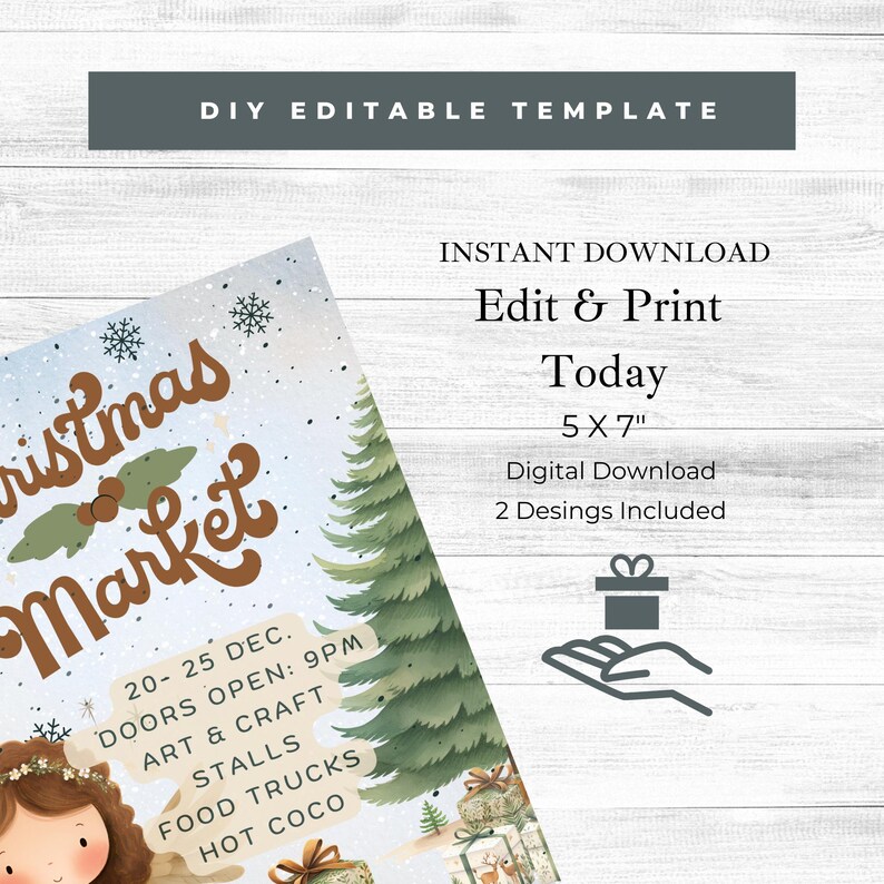 Editable Christmas Holiday Market Canva Template, Christmas Craft Show ...