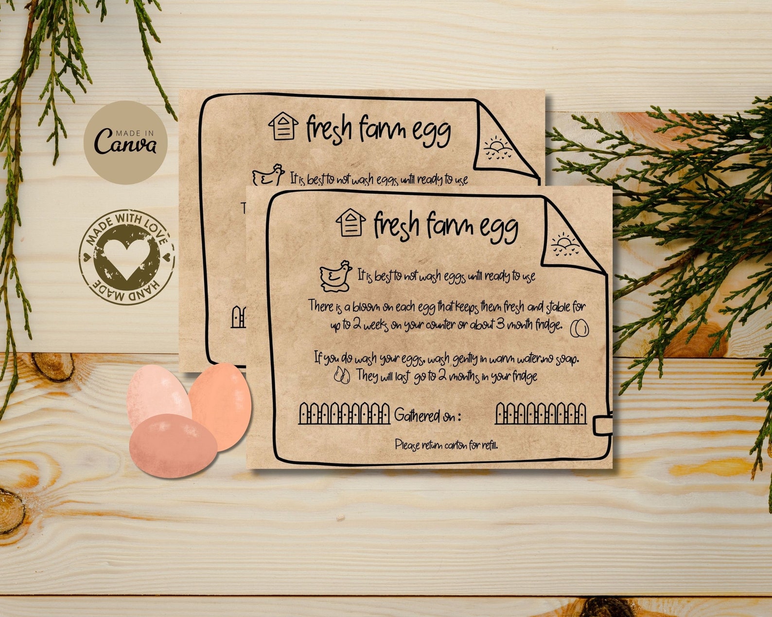 Editable Egg Handling Instructions, Egg Carton Label, Farmers Market ...