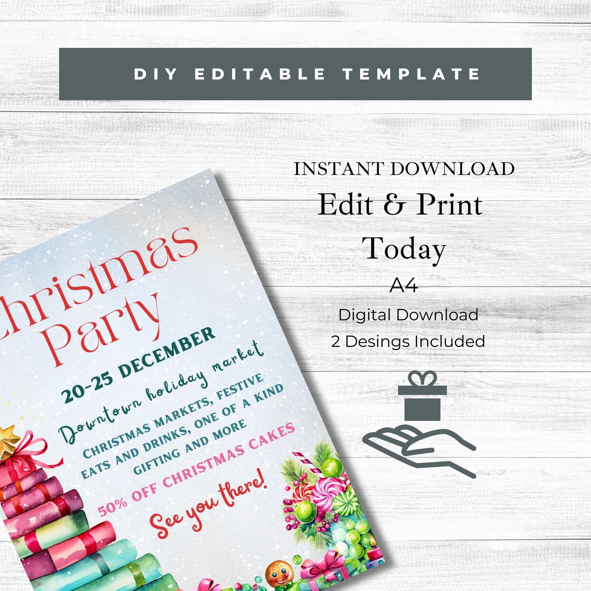 EDITABLE Christmas Book Tree Market Flyer Holiday Market Flyer Holiday ...