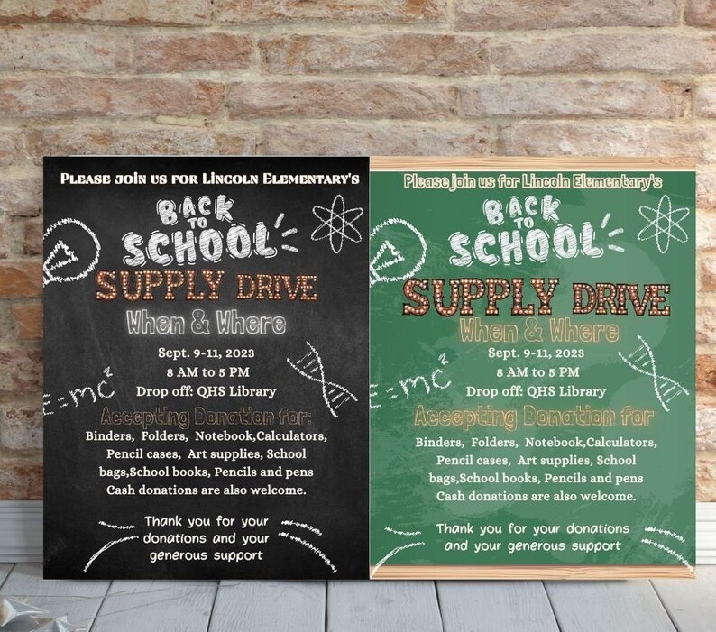 Editable Blackboard Flyer Template Backpack Giveaway, Back to School Event, Back to School ...